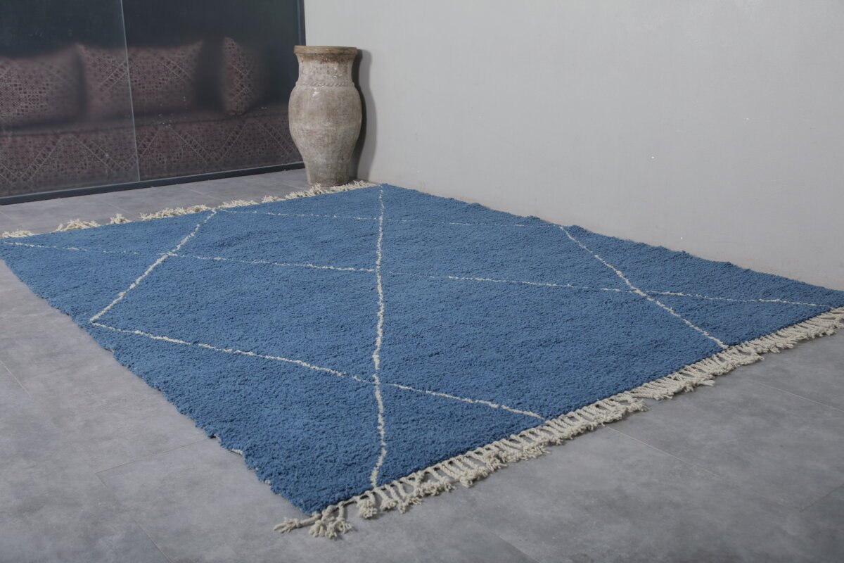 Moroccan rug steel blue – beni ourain rug - Berber Rug Express